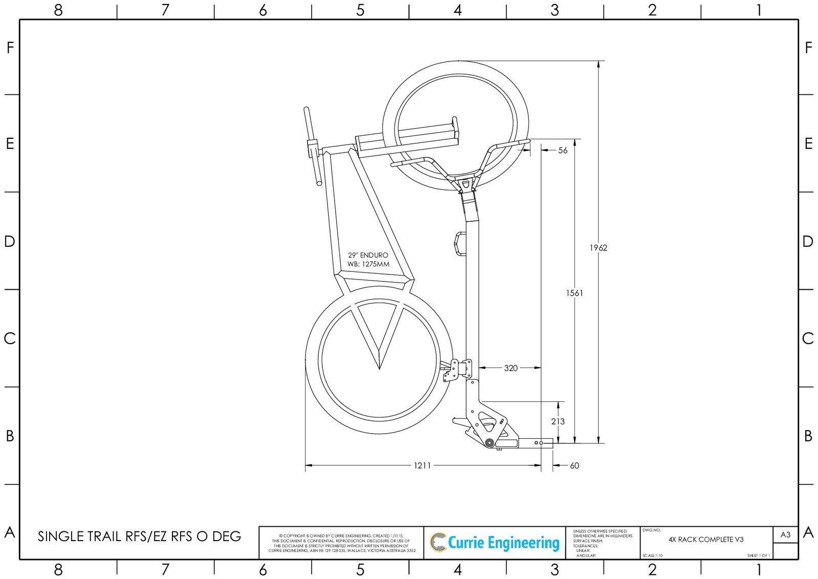 Single Trail Upright 6 Bike Shuttle Bike Rack